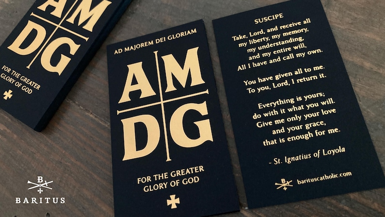 Small AMDG Metallic Gold Holy Card With Suscipe Prayer - Etsy