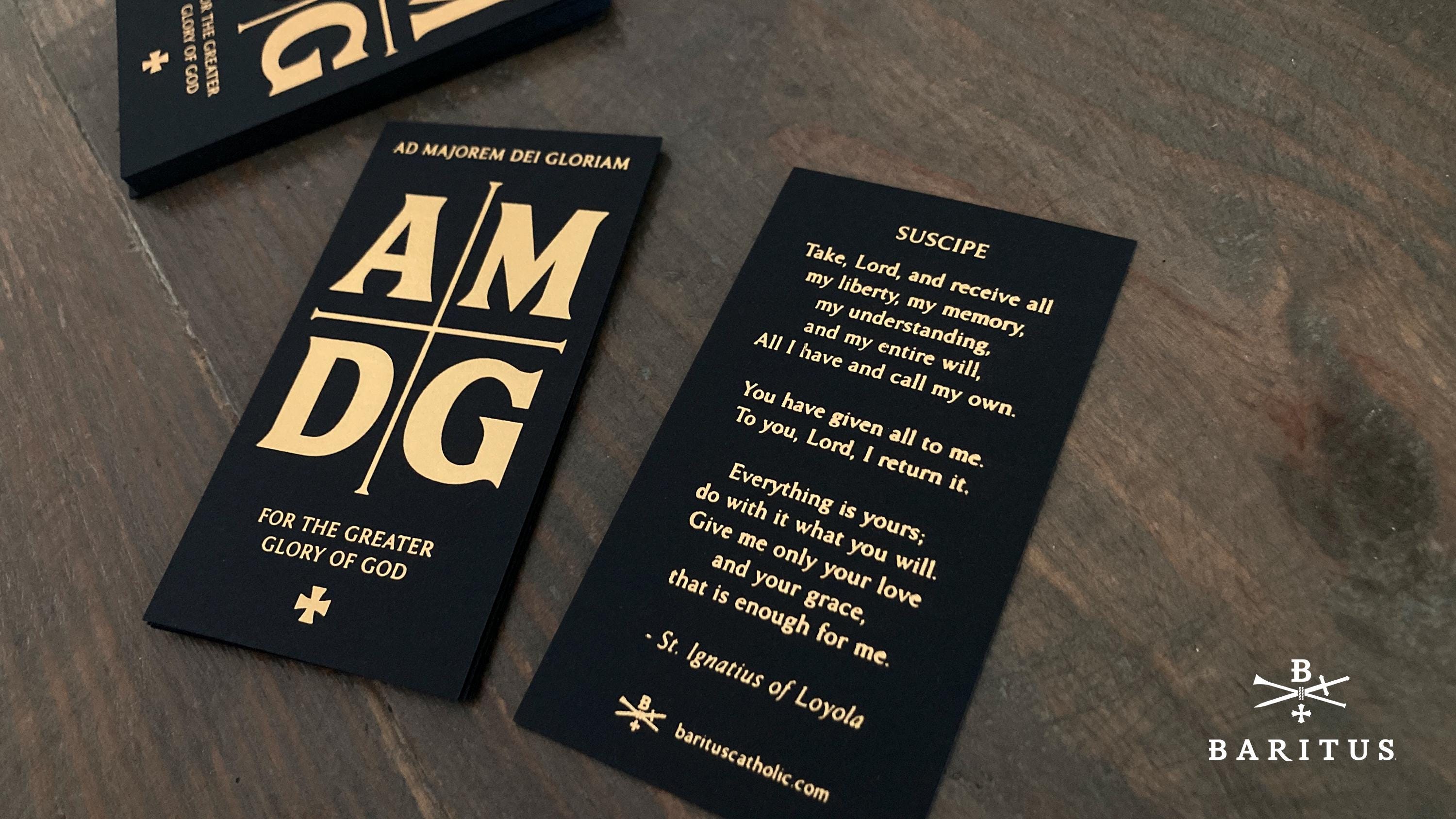 Small AMDG Metallic Gold Holy Card With Suscipe Prayer - Etsy