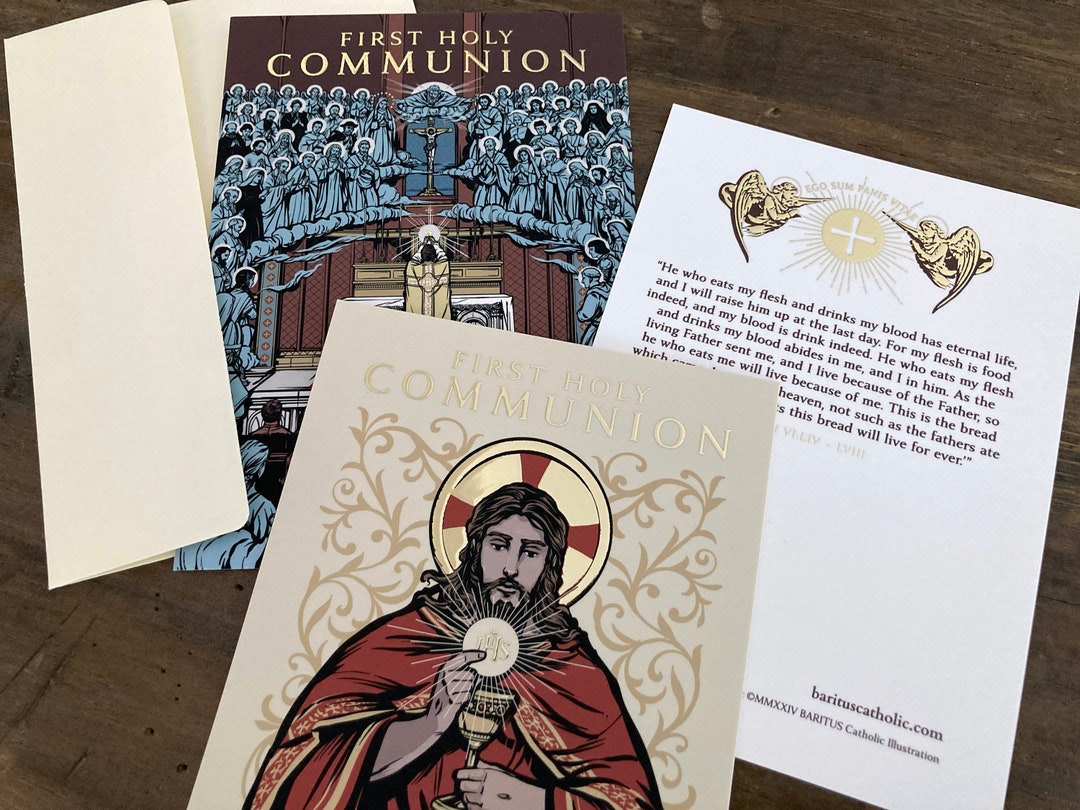 Gold-foiled Holy First Communion 5x7 Flat Holy Card - Etsy