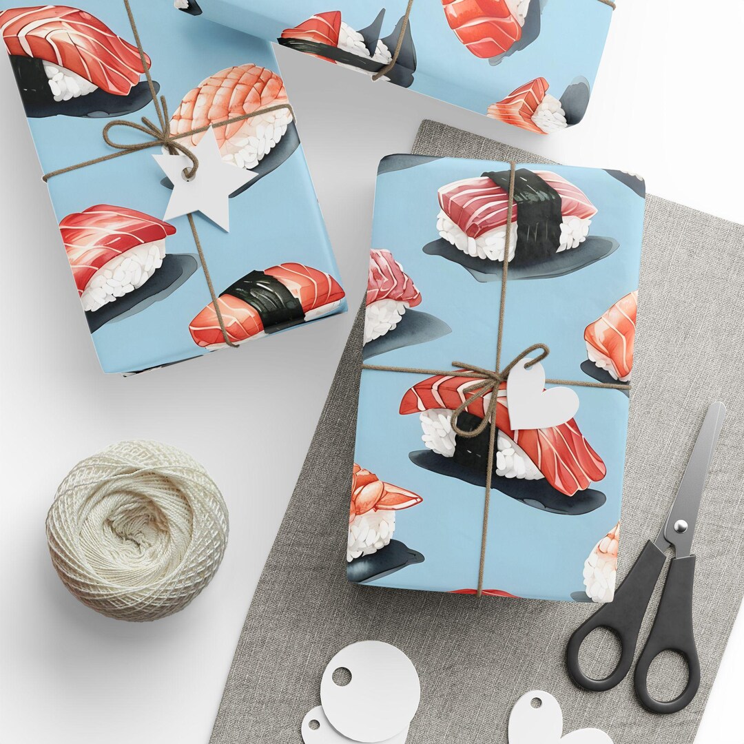 Sushi Wrapping Papers, Nigiri Sushi Pattern, Gift Wrap Sheets, Foodie ...