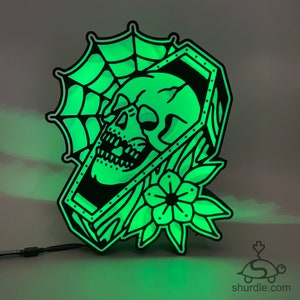 Skull in Casket Traditional Tattoo Style LED Light Box - Etsy