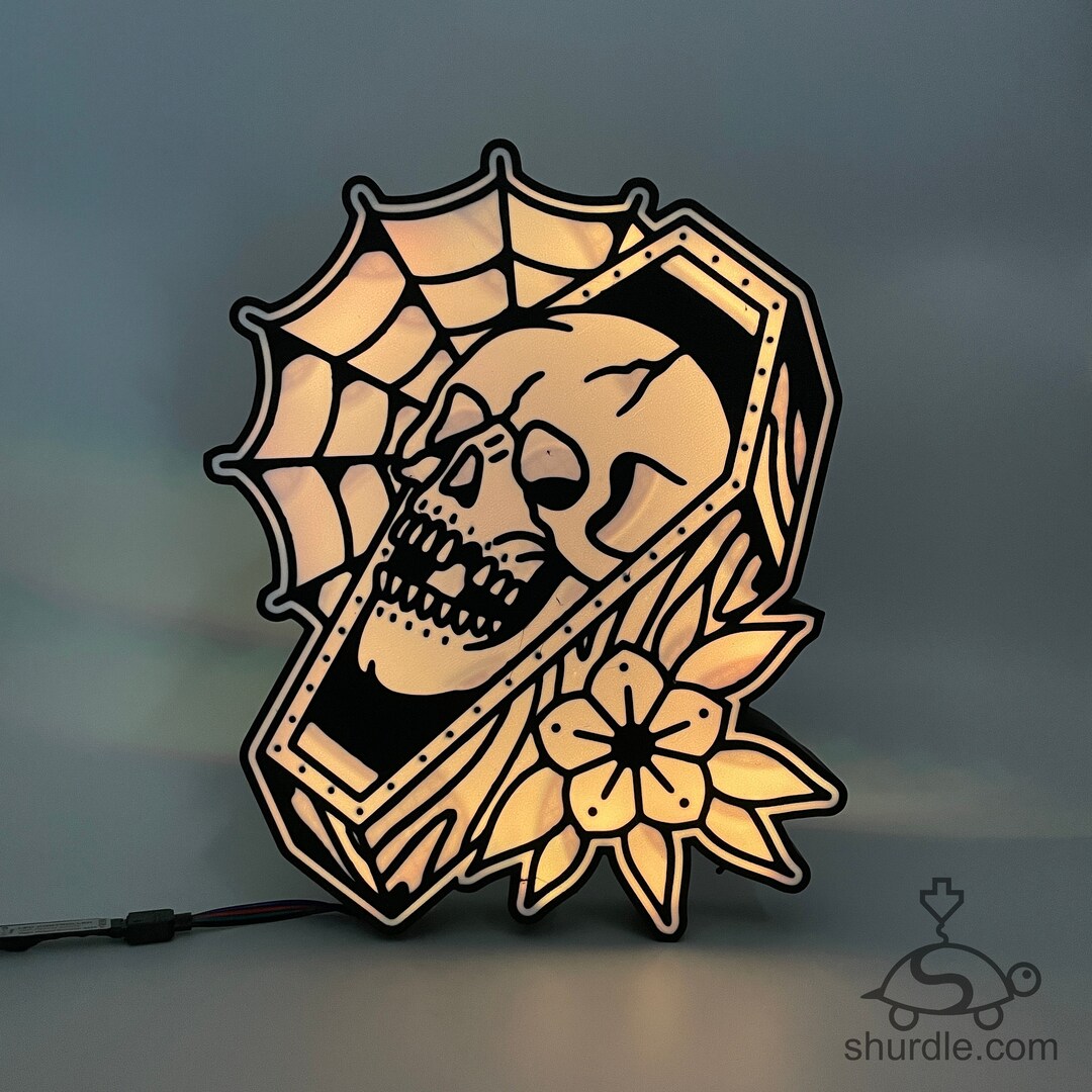 Skull in Casket Traditional Tattoo Style LED Light Box - Etsy