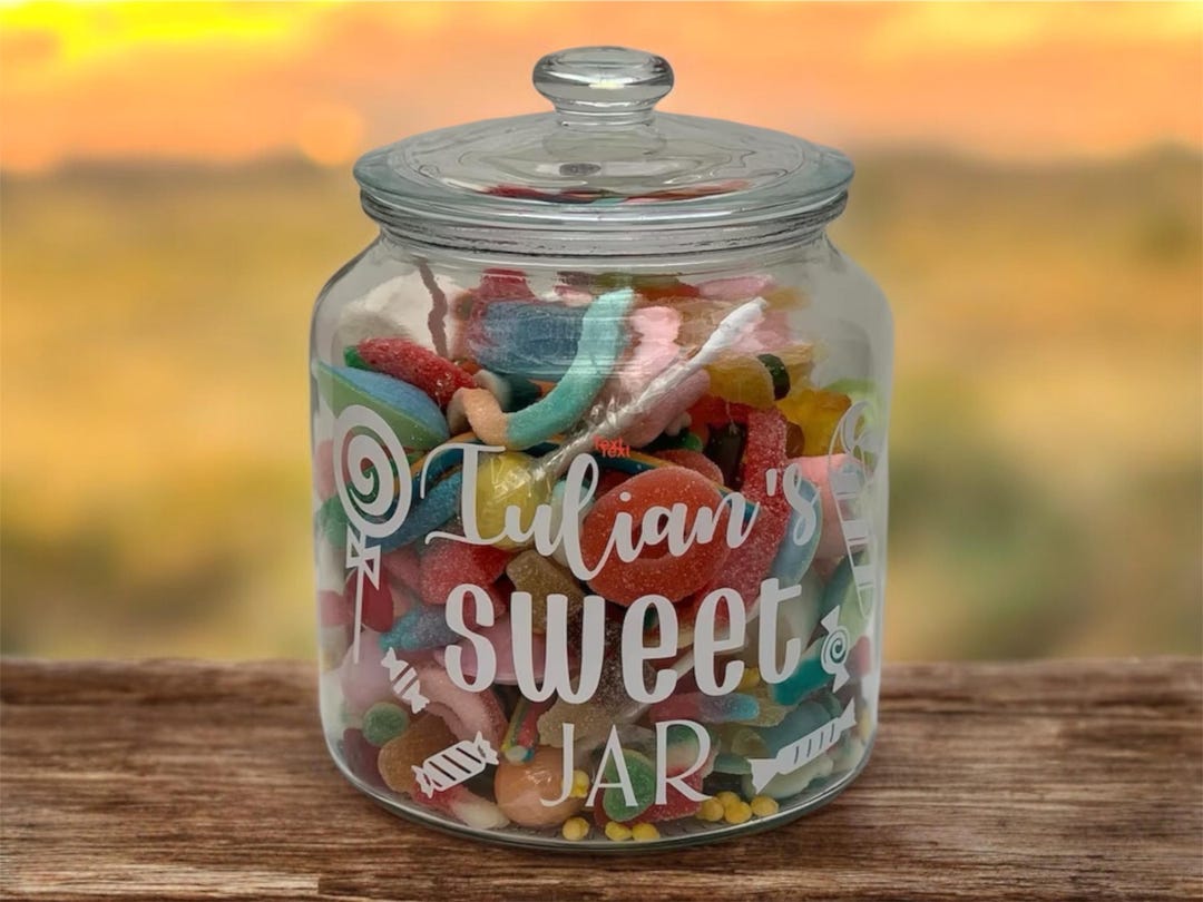 Personalised Sweet Jar, Jars With Sweets, Treat Jar, Glass Sweet Jar ...