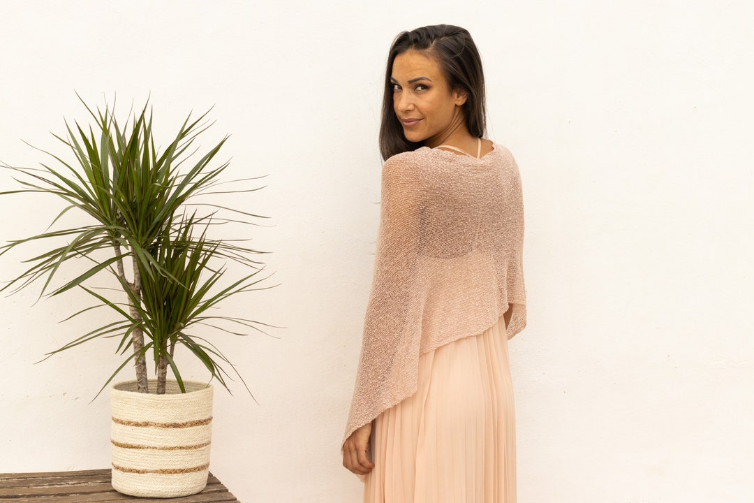 Champagne Wedding Cape Shawl, Boho Bridal Cape See Through, Boho ...