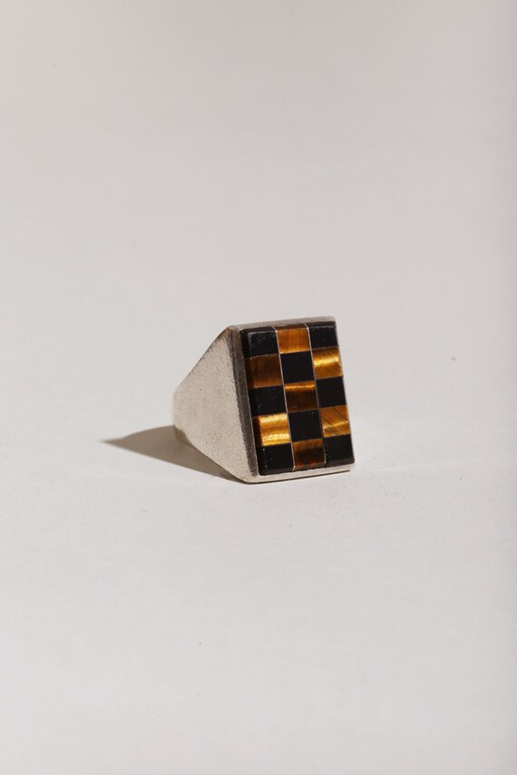 Checkered Signet Ring - Etsy