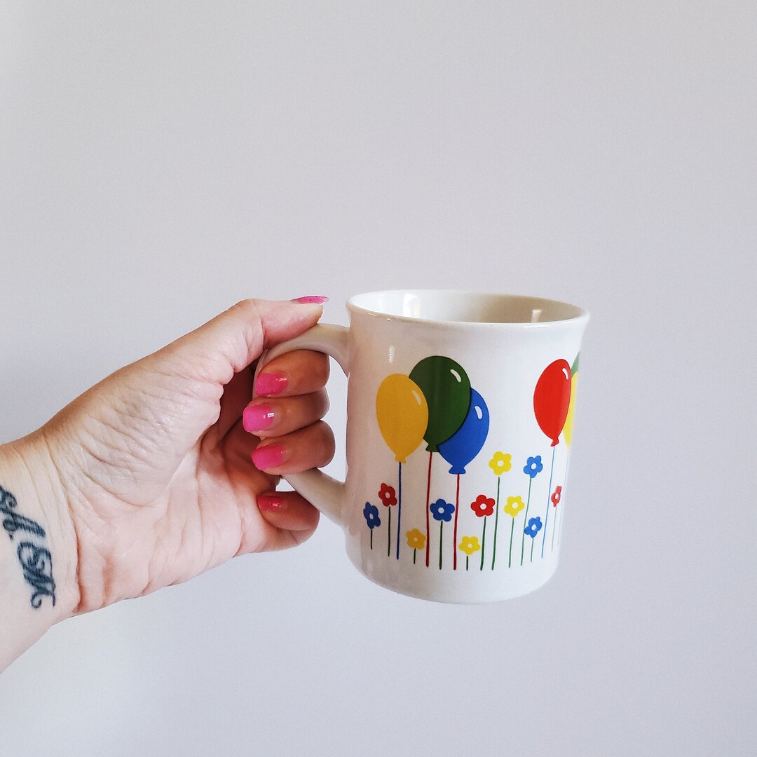 Vintage 1980s Balloon Mug: Retro Primary Colors - Etsy