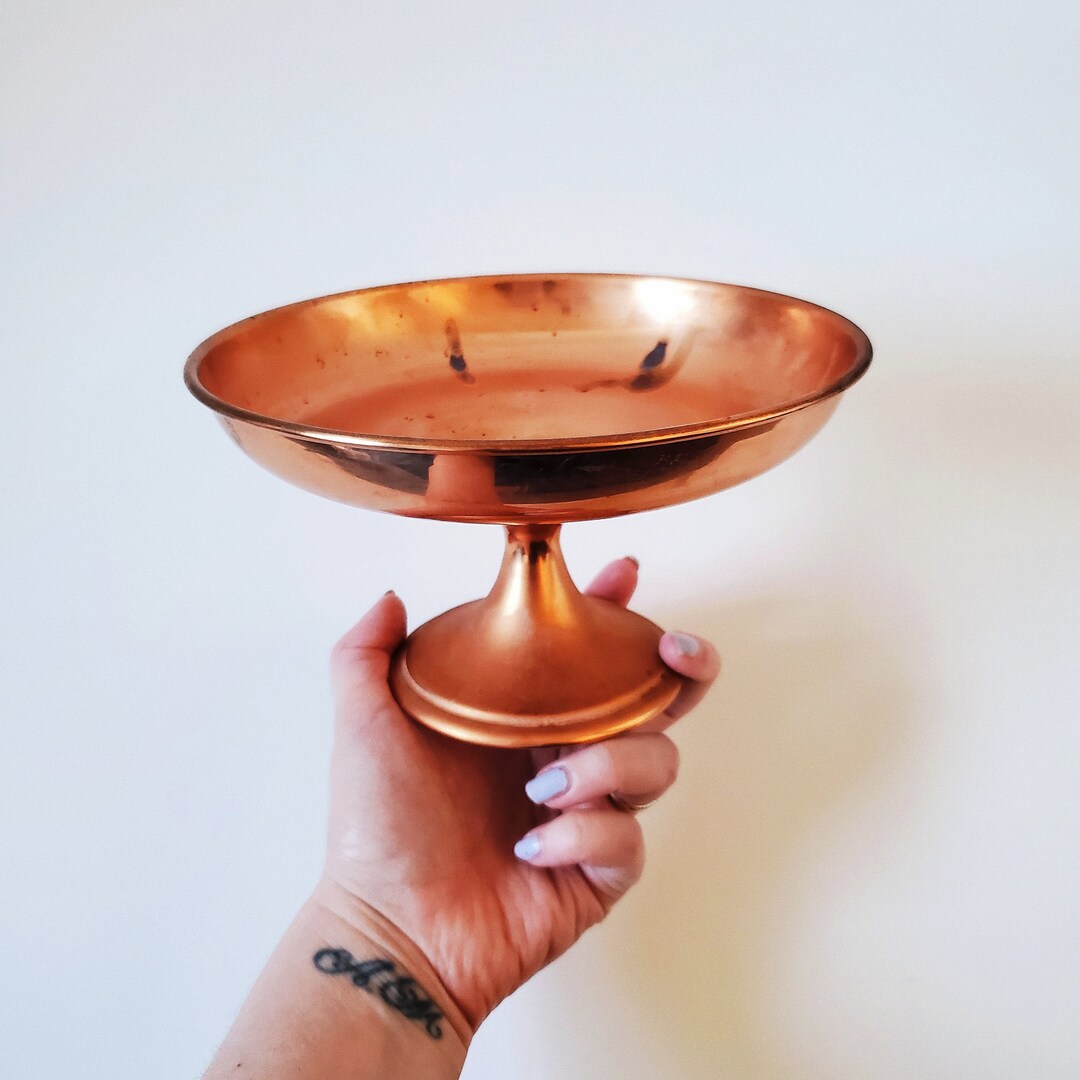 Vintage Coppercraft Guild Pedestal Compote Dish, Plant Holder, Succulent Pot, Candy Dish, Copper ...
