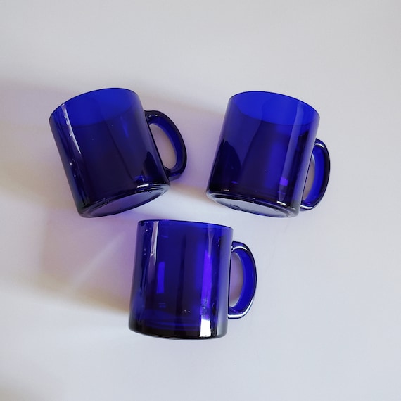 Vintage 1970s Cobalt Blue Glass Coffee Mugs Made in USA Sold - Etsy