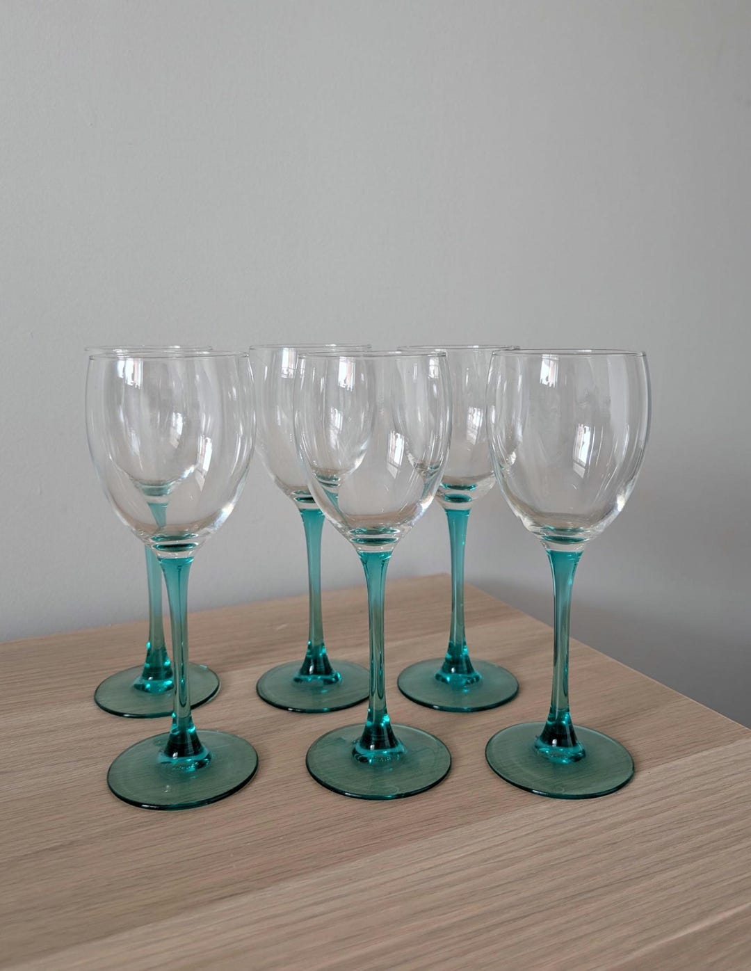 Vintage Luminarc Turquoise Stem Wine Glasses, Retro Barware - Etsy