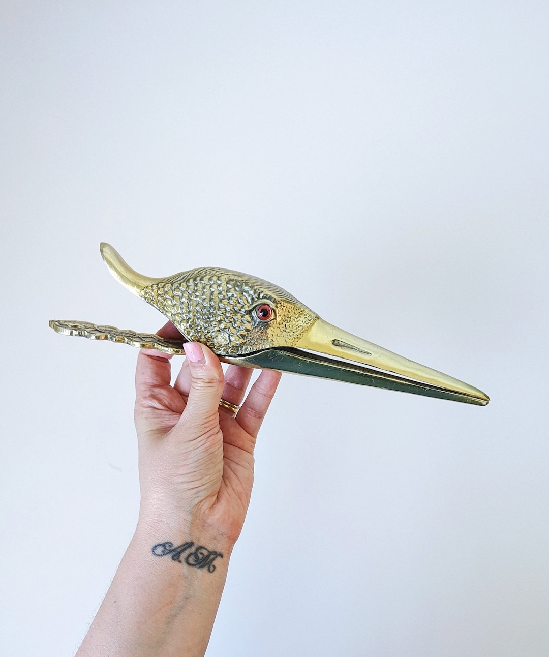 Vintage MCM Brass Bird Paper Clip Letter Paper Holder, Brass Desk ...