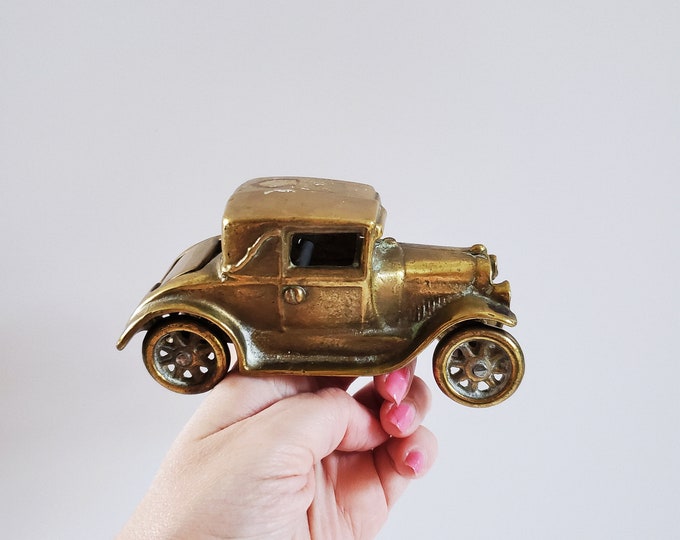 Vintage Ford Model Solid Brass Car Figurine, MCM Brass Car Collectible ...