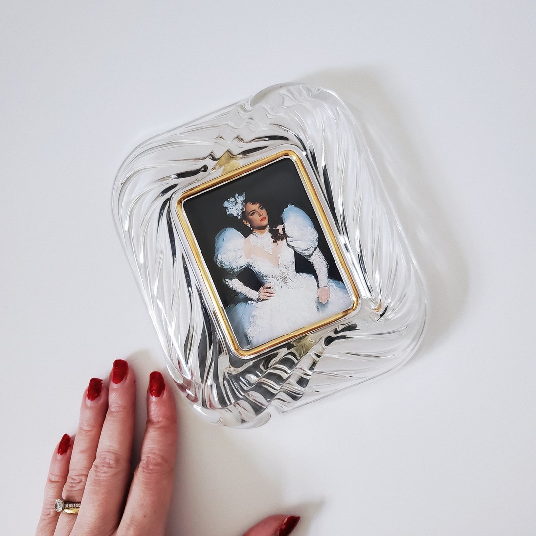 Vintage 1980s Mikasa Crystal Swirl Gold Picture Frame, Glass Picture ...