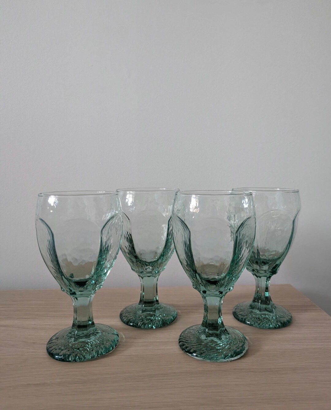 Vintage Libbey Chivalry Green Textured Glass Wine/water Goblets, Set of ...