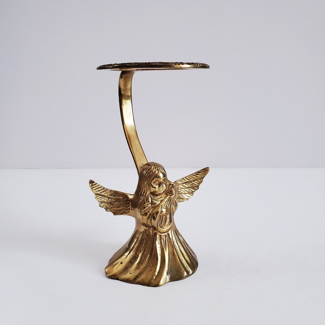 Vintage 1960s Brass Angel Stand for Votive Candles, Crystal Ball ...