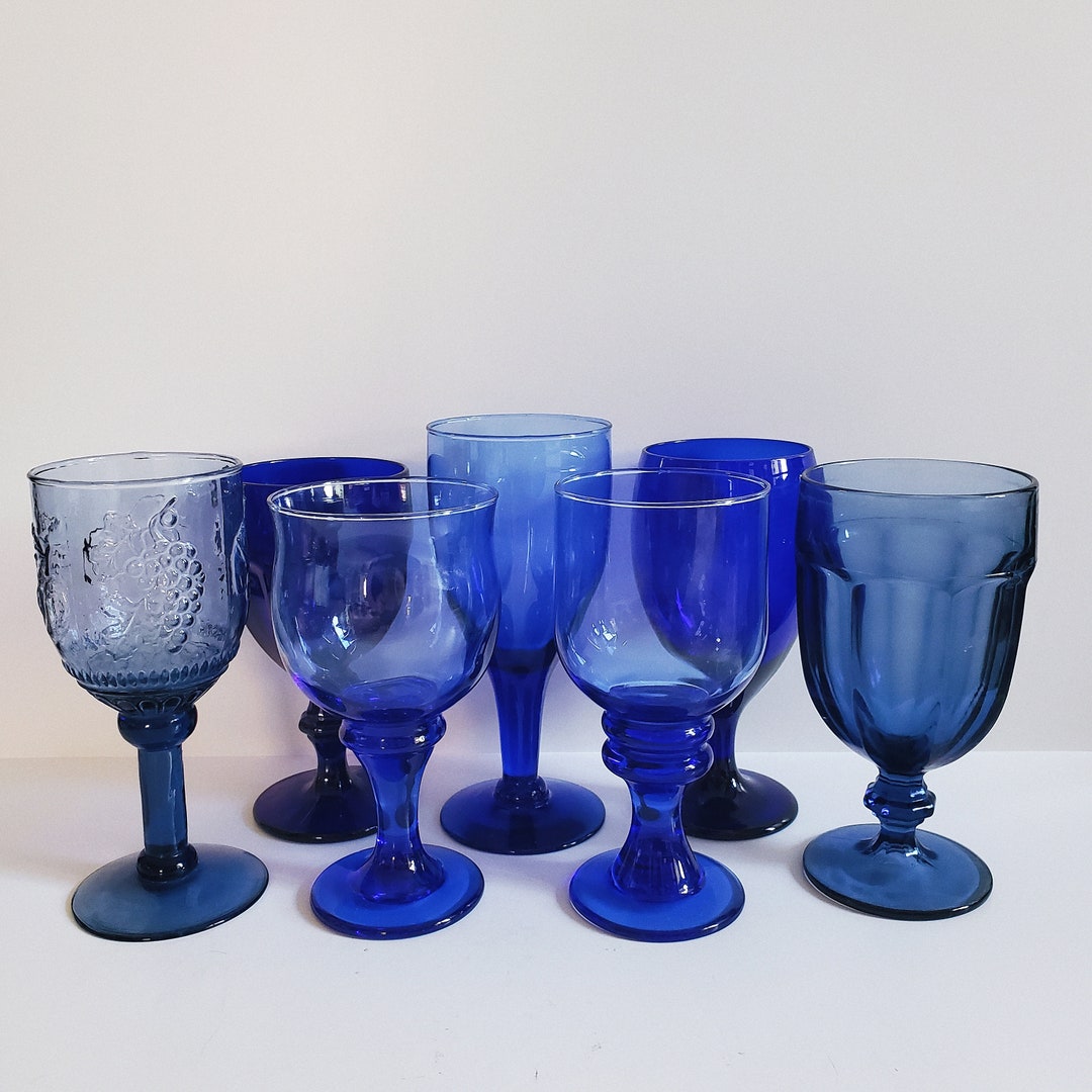 Choose Your Own Vintage Mismatched Blue Coloured Glass - Etsy