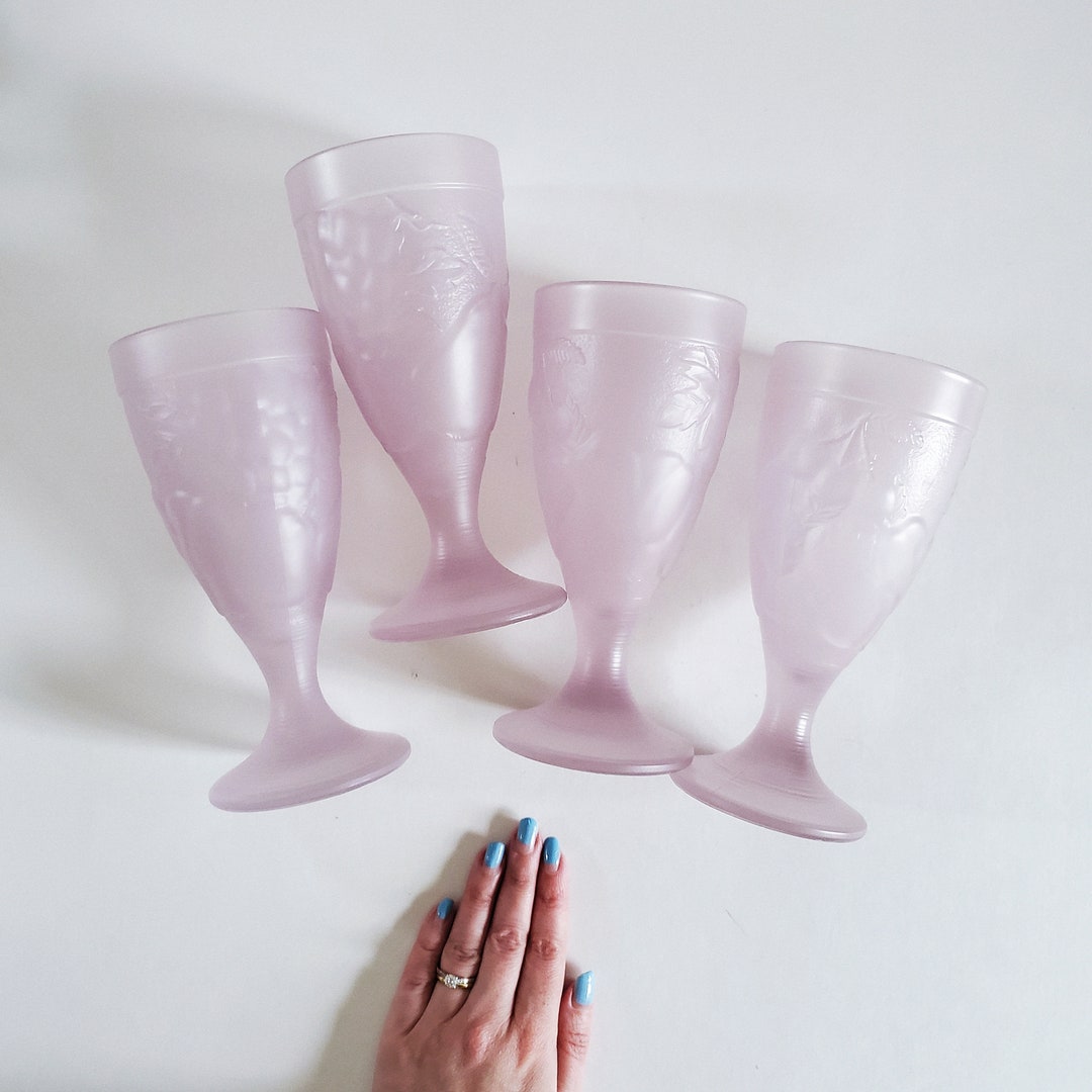 Vintage 1970s Frosted Pink Arcoroc Luminarc Glassware, Set of 4 ...