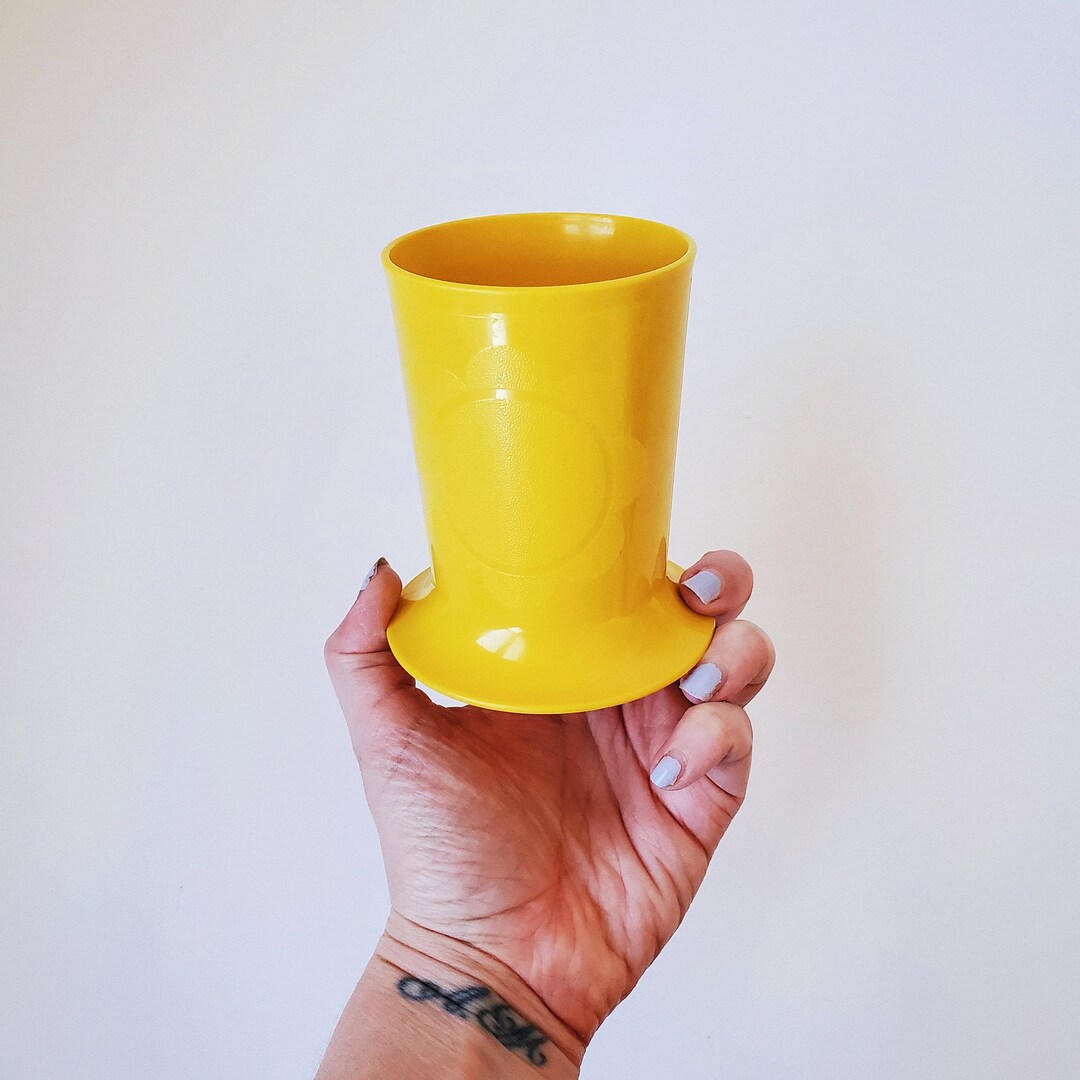 Vintage 1970s Tupperware Yellow Tumbler Cups With Embossed Flower ...