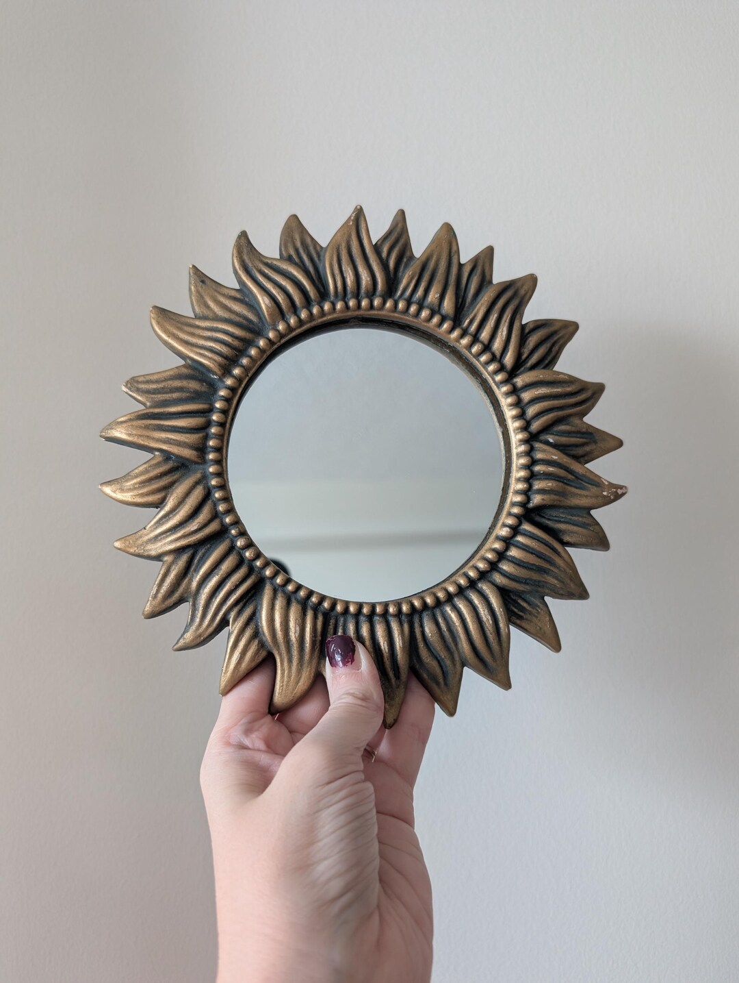 Vintage 90s Small Sunburst Shaped Mirror, Sun Star Chalkware Decor - Etsy