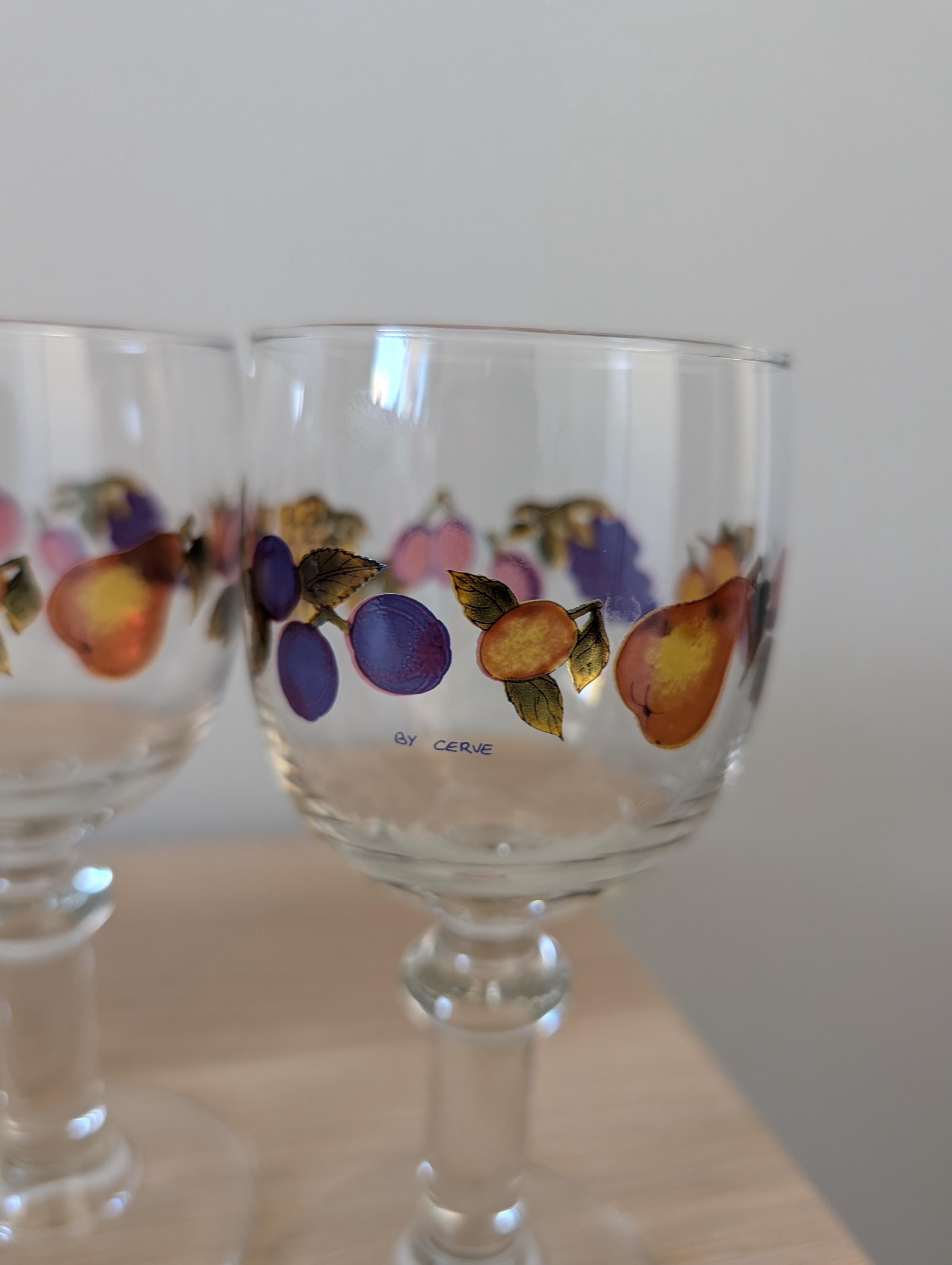 Vintage 1980s Cerve Italy Wine Glasses, Multi Fruit Pattern, Set of 5 ...