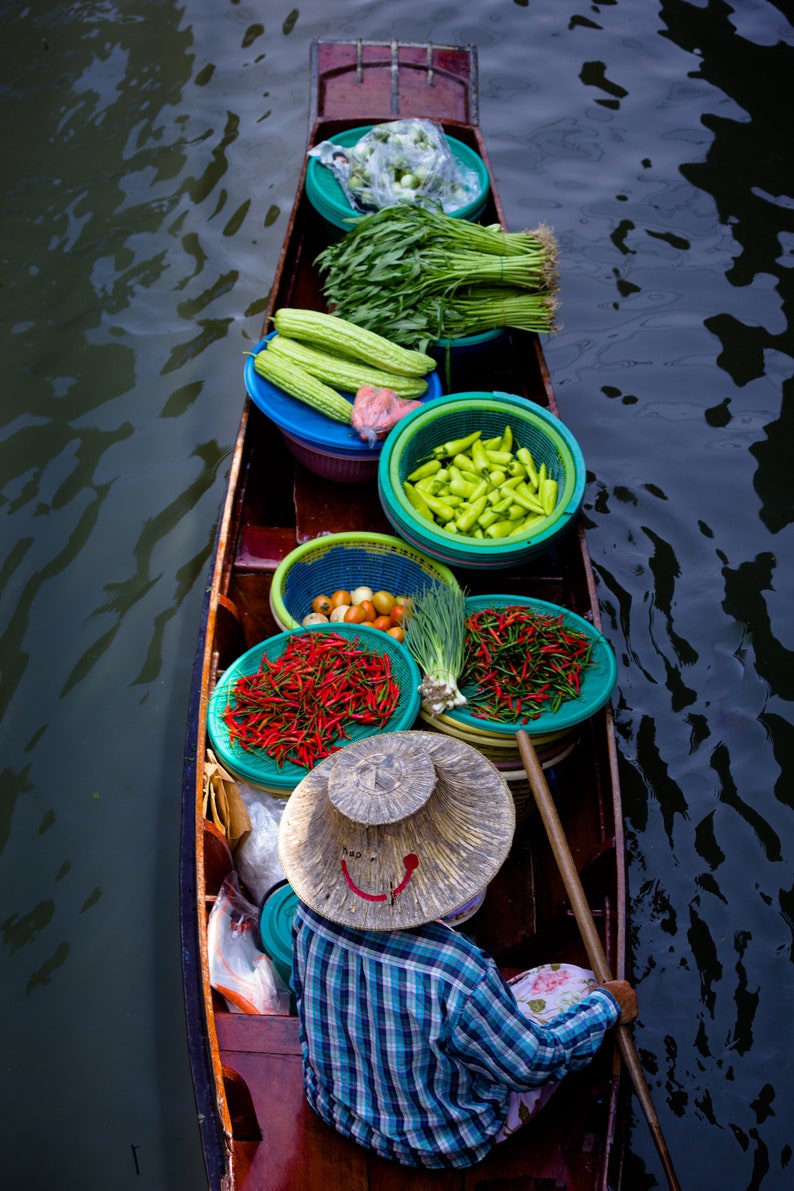 Floating Market, Bangkok, Thailand, Travel, Wallpaper, Photograph - Etsy