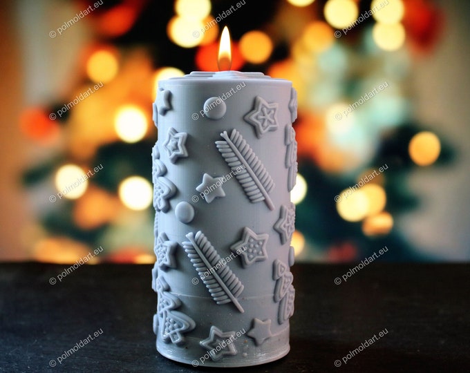 Christmas Pillar With Trees and Stars 3D Silicone Mold for Making ...