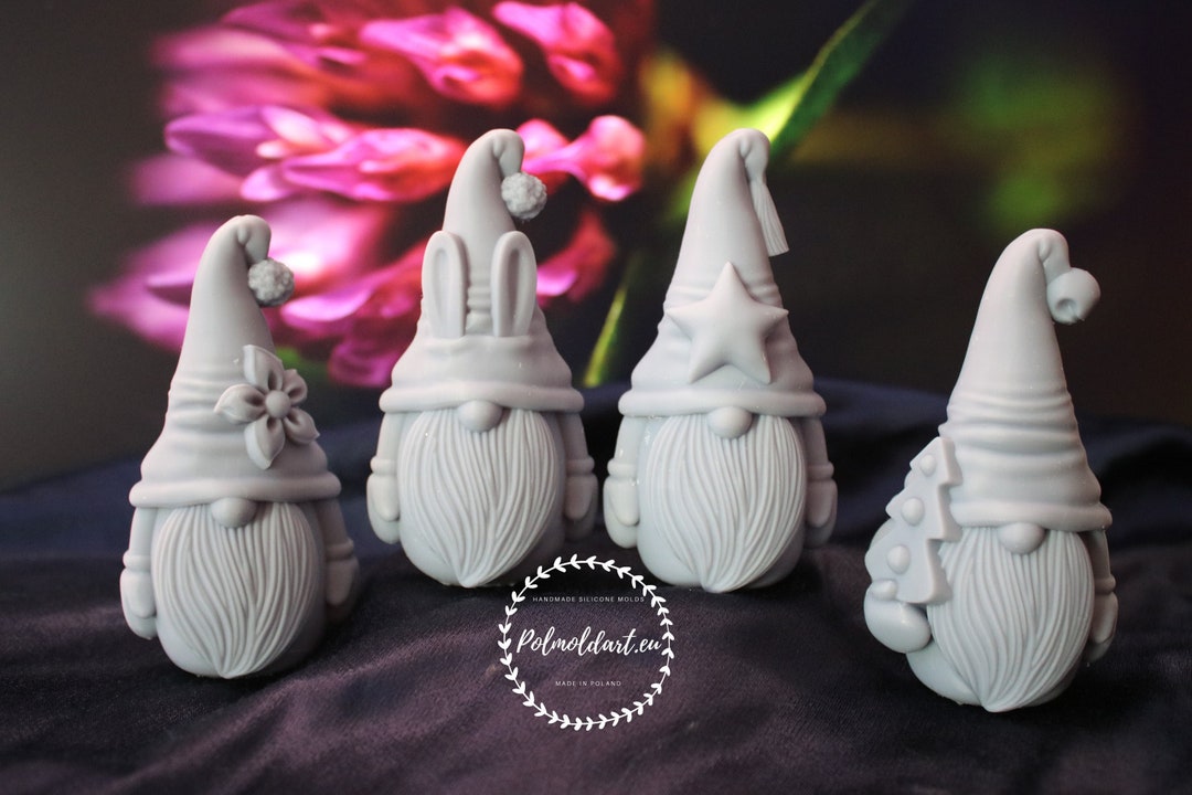 Set 4pcs Christmas Gnomes 3D Silicone Mold for Making Candles, Resin ...