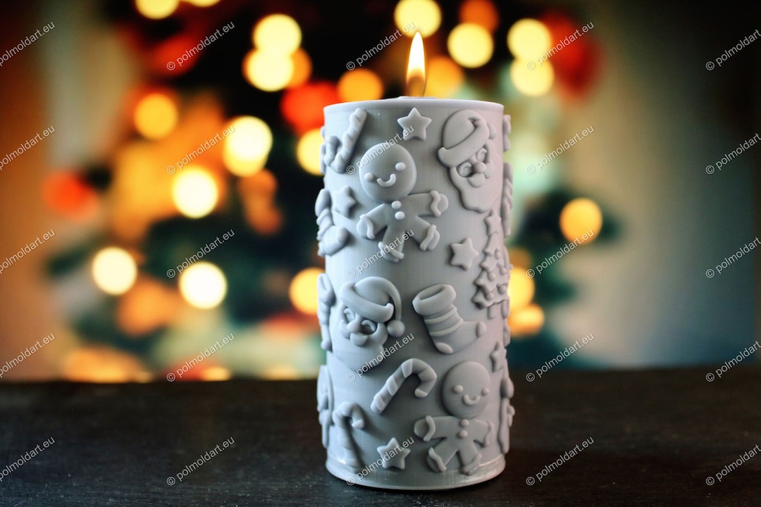 Christmas Pillar With Gingerbread Man 3D Silicone Mold for Making ...