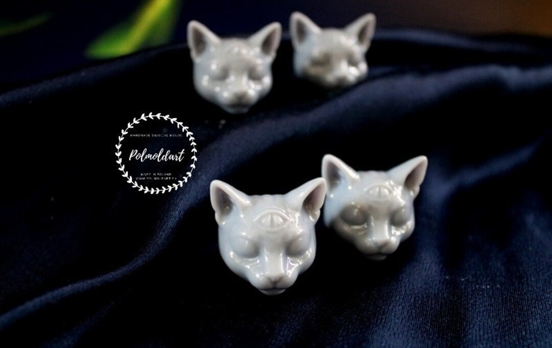 MINI Cat Head Closed Eye 3D Silicone Mold for Making Candles, Wax Melt ...