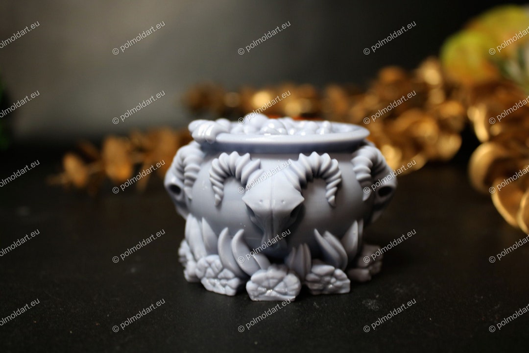 Witch Cauldron With Goatss 3D Silicone Mold for Making Candles, Resin ...