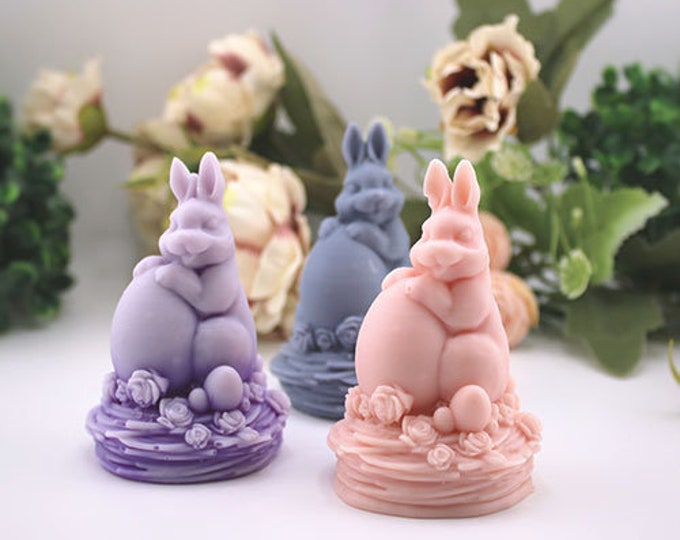 Easter Bunny With Eggs Silicone Mold, Candle Molds, Resin, Soap, Gypsum ...