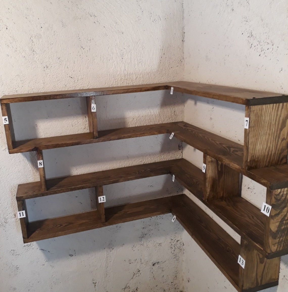 Handcrafted Wooden Corner Shelf, Vintage-inspired Rustic Corner ...