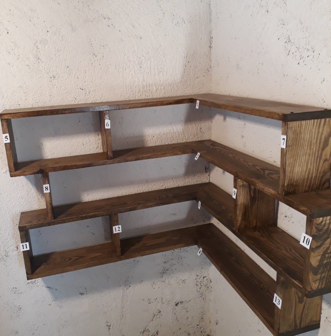 Handcrafted Wooden Corner Shelf, Vintage-inspired Rustic Corner ...