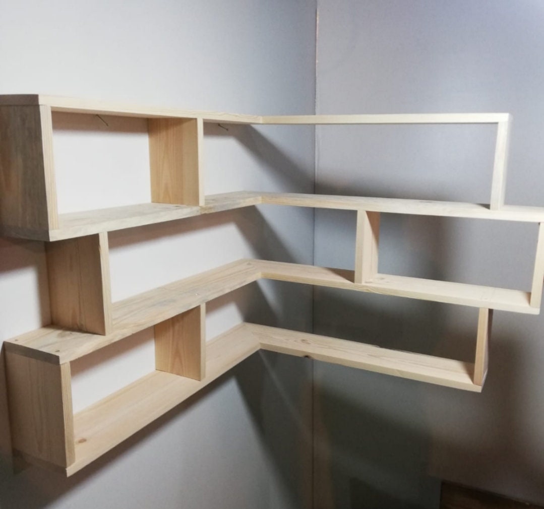 Handcrafted Wooden Corner Shelf, Vintage-inspired Rustic Corner ...