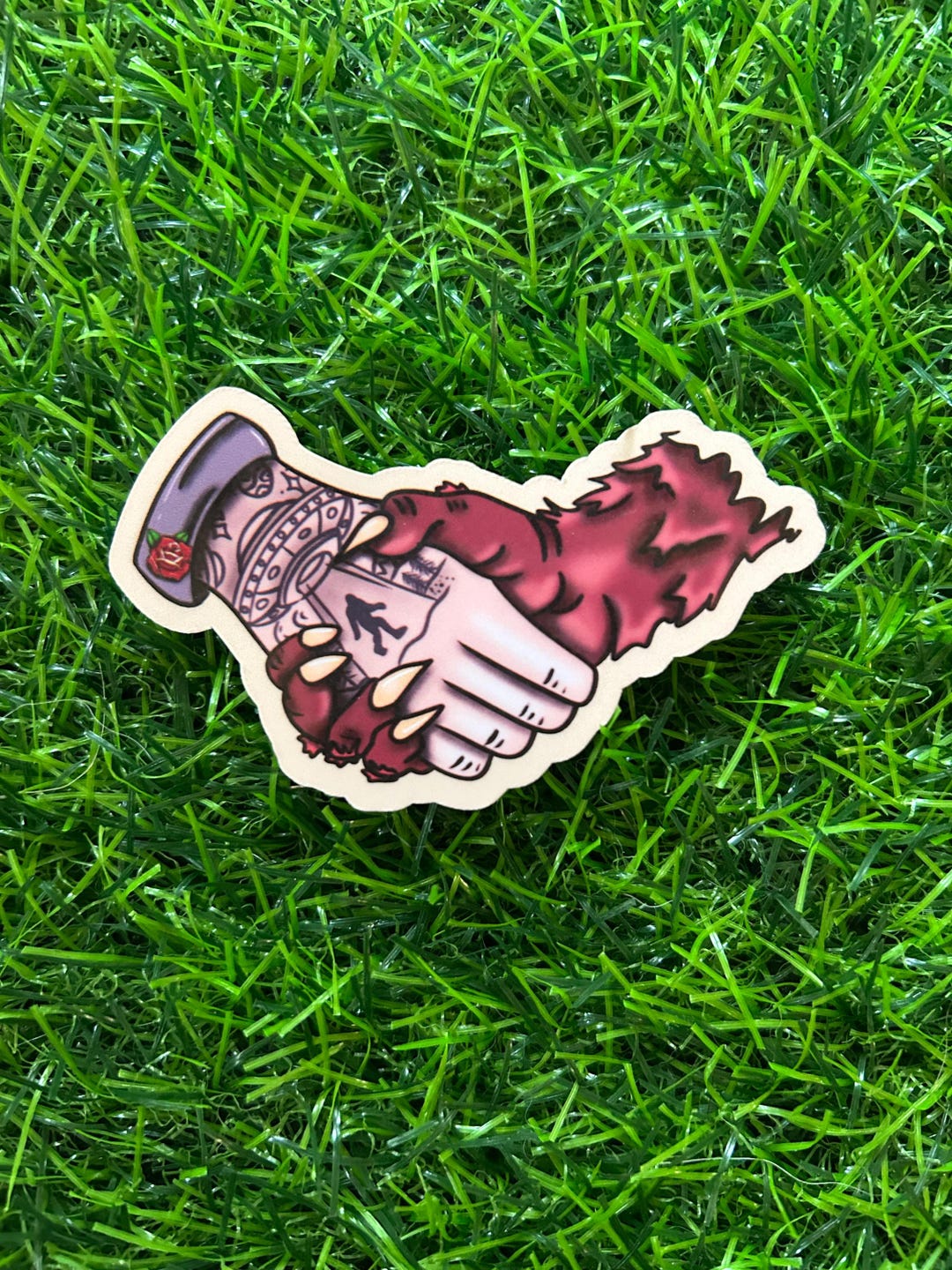 Sasquatch Handshake, Old School Tattoo, Vinyl Sticker - Etsy