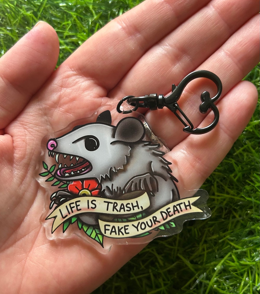 Life is Trash, Possum, Opossum Acrylic Keychain - Etsy