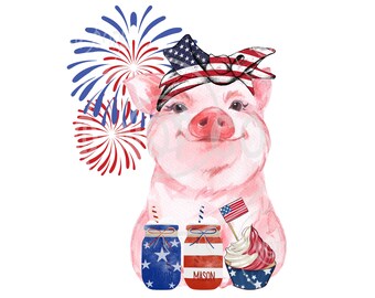 4th of July Pig Png | Etsy