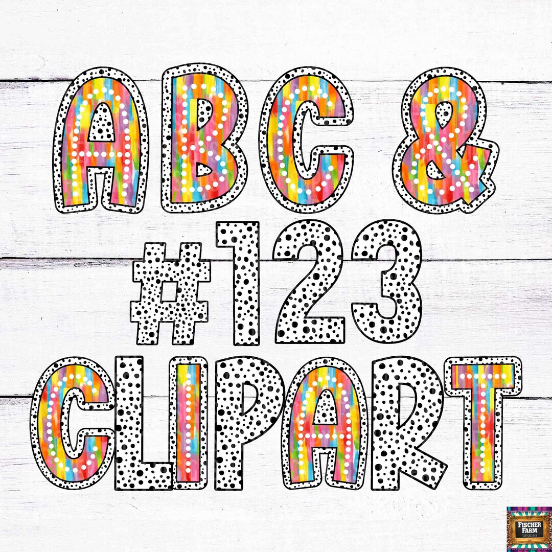 Paint Strokes Dalmatian Dots Letters Bundle, Dalmatian Alpha, 2 Alpha ...