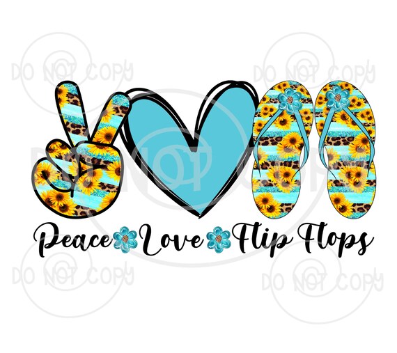 Peace Love Flip Flops digital download png jpeg | Etsy