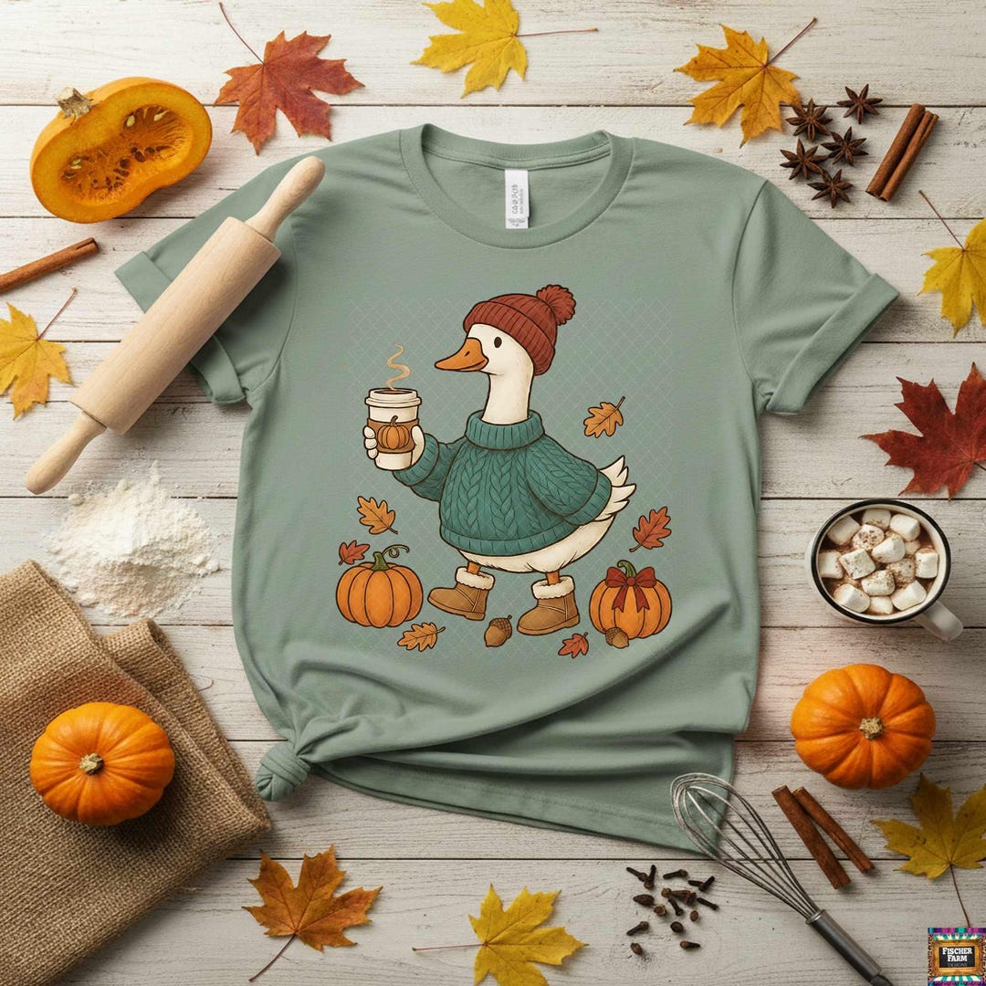 Cozy Fall Goose PNG, Autumn Goose Clipart, Pumpkin Spice Sublimation ...