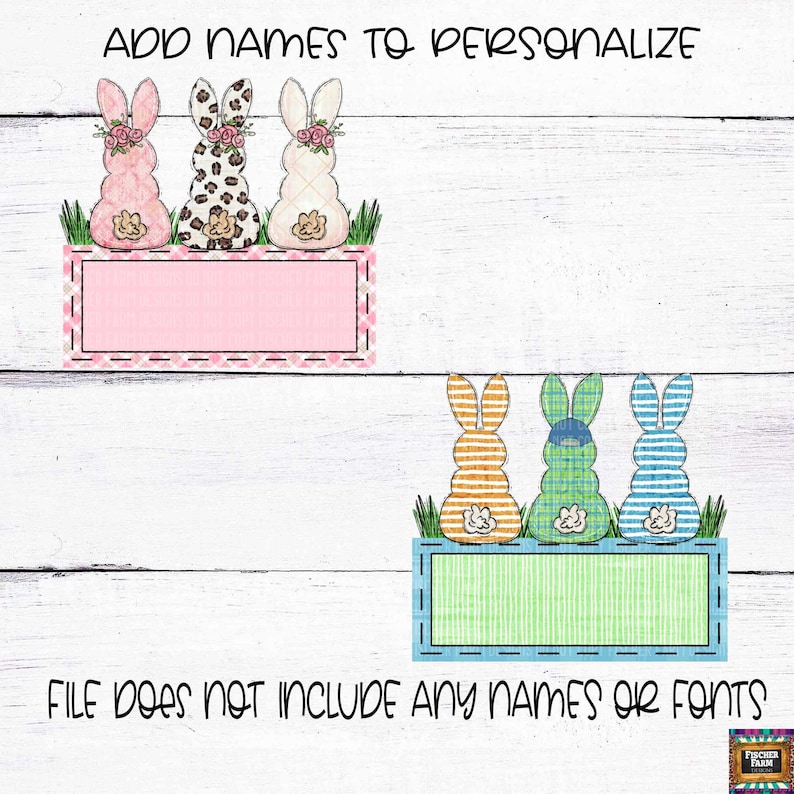 Easter Bunny Trio Name Plate, Boy, Girl, Name Customized Easter Design ...