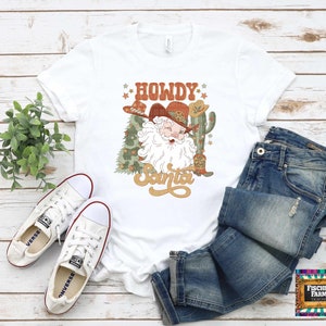 Howdy, Santa, Christmas, Retro, Cowhide, Christmas Lights, Christmas ...