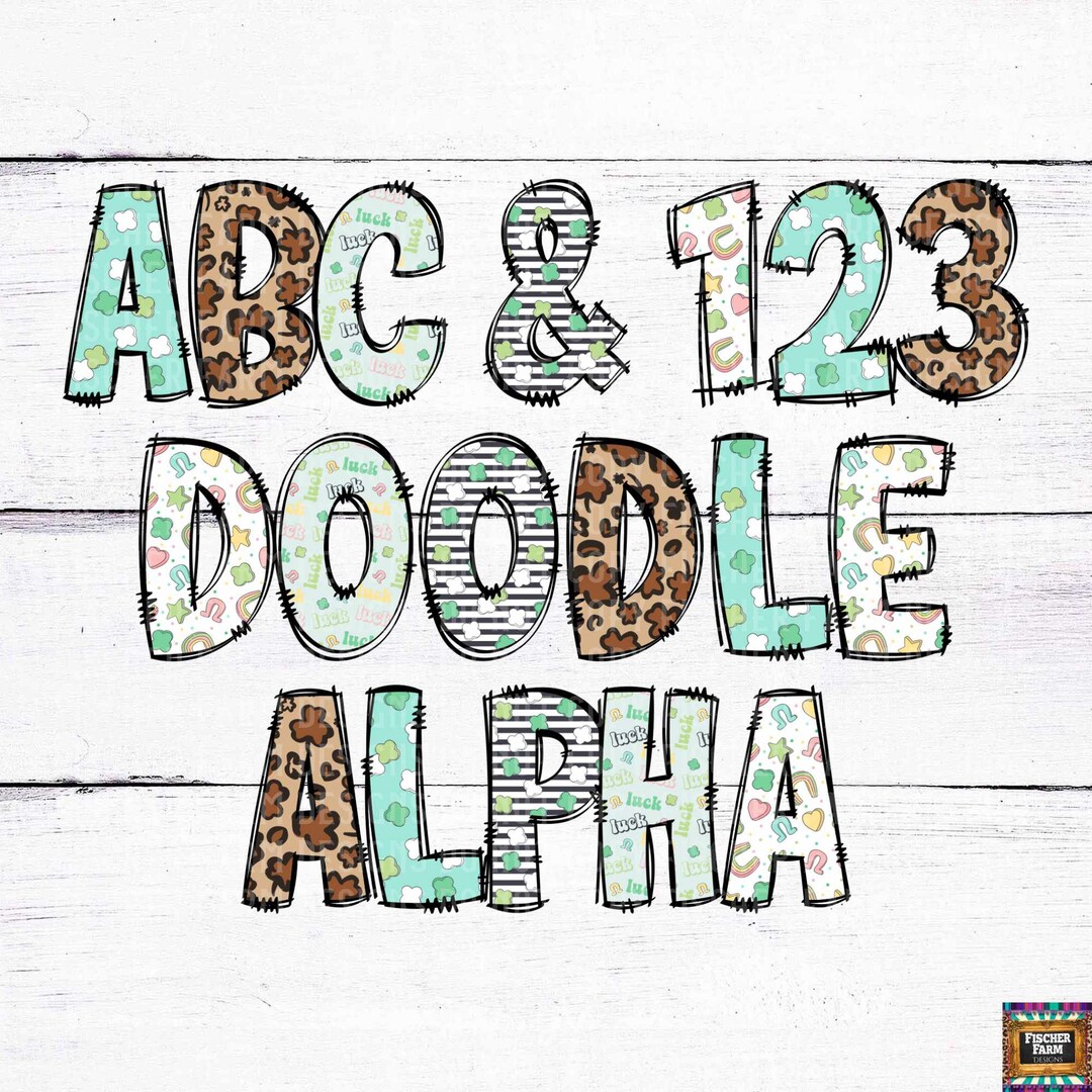 St Patrick's Day Doodle Letters PNG, Customize Your Name, St Paddy's ...