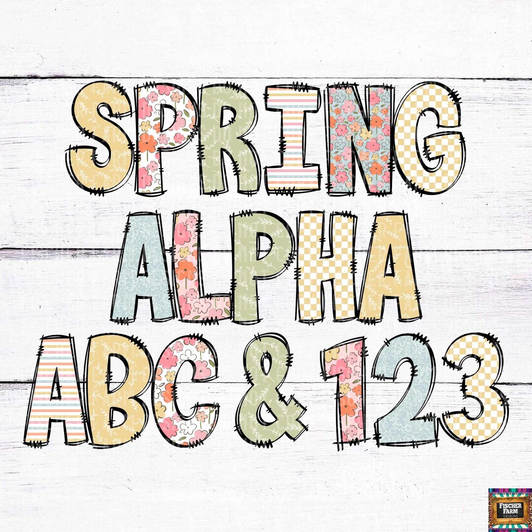 Floral Spring Doodle Letters, Easter PNG Alphabet Bundle, Spring Floral ...