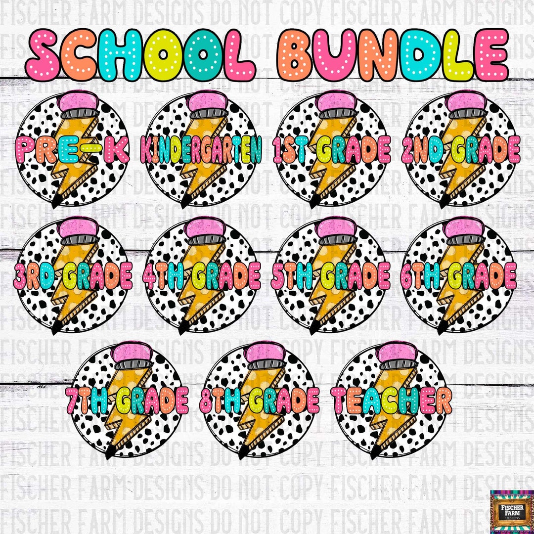 Back to School Bundle, Dalmatian Dots, Pre-k Thru 8th, Dots, Retro ...