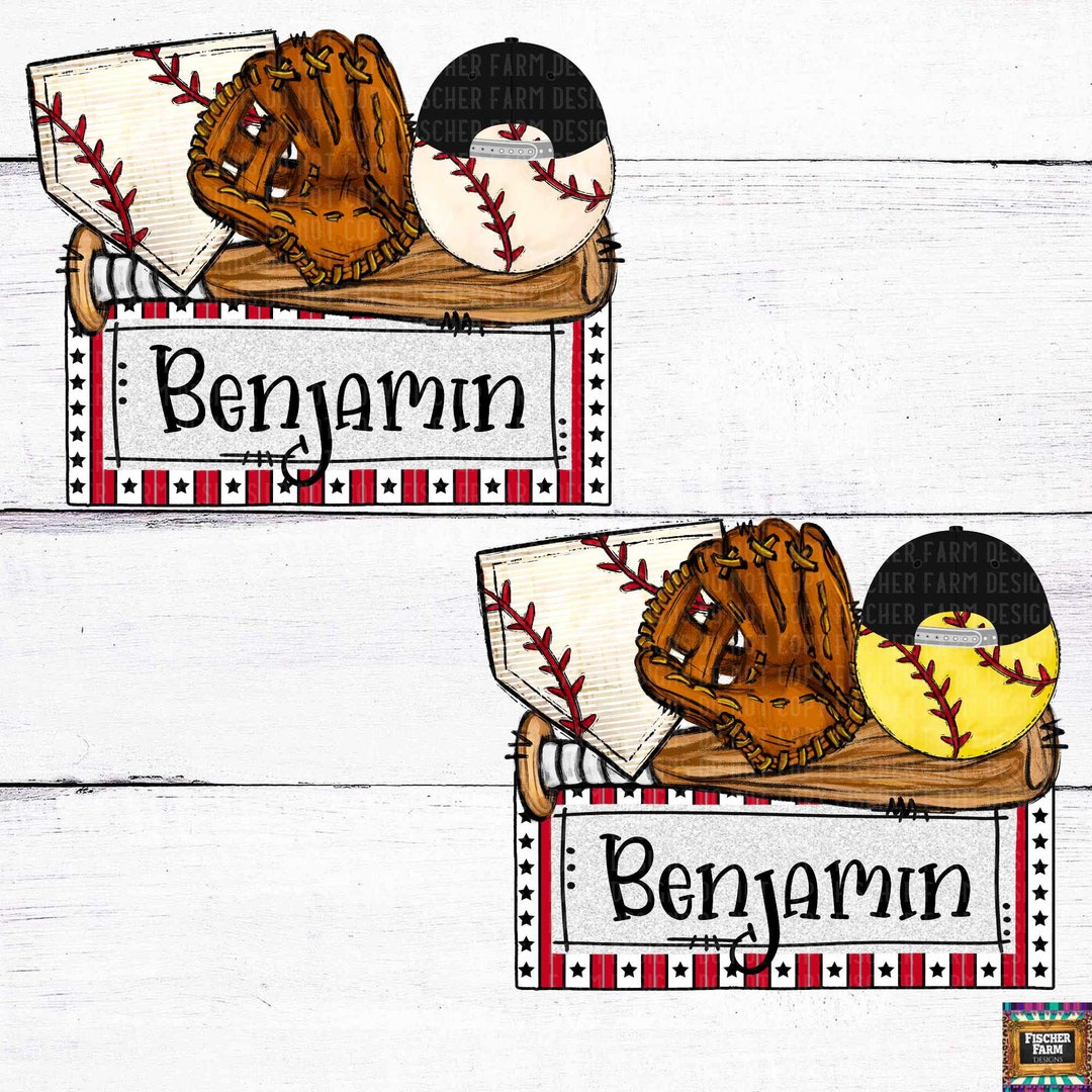 Softball & Baseball Bundle Trio Name Plates, Boy Softball Nameplate ...