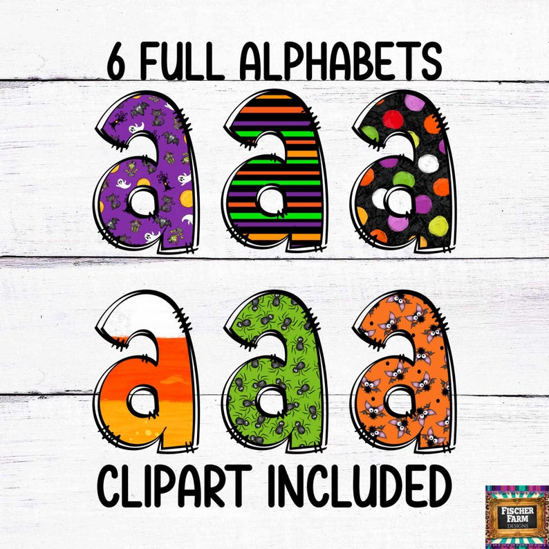 Halloween Doodle Letters, Clipart, Customize Your Own Name, Doodle ...