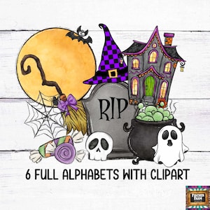 Halloween Doodle Letters, Clipart, Customize Your Own Name, Doodle ...