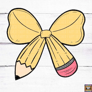 Pencil Bow Clipart, School, Teacher, Retro, Back to School, Teacher ...