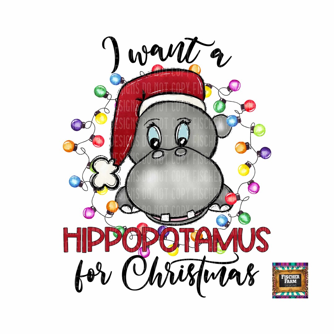 Hippopotamus, Christmas, Lights, Santa, Snowman, Hippo, Presents, Merry ...