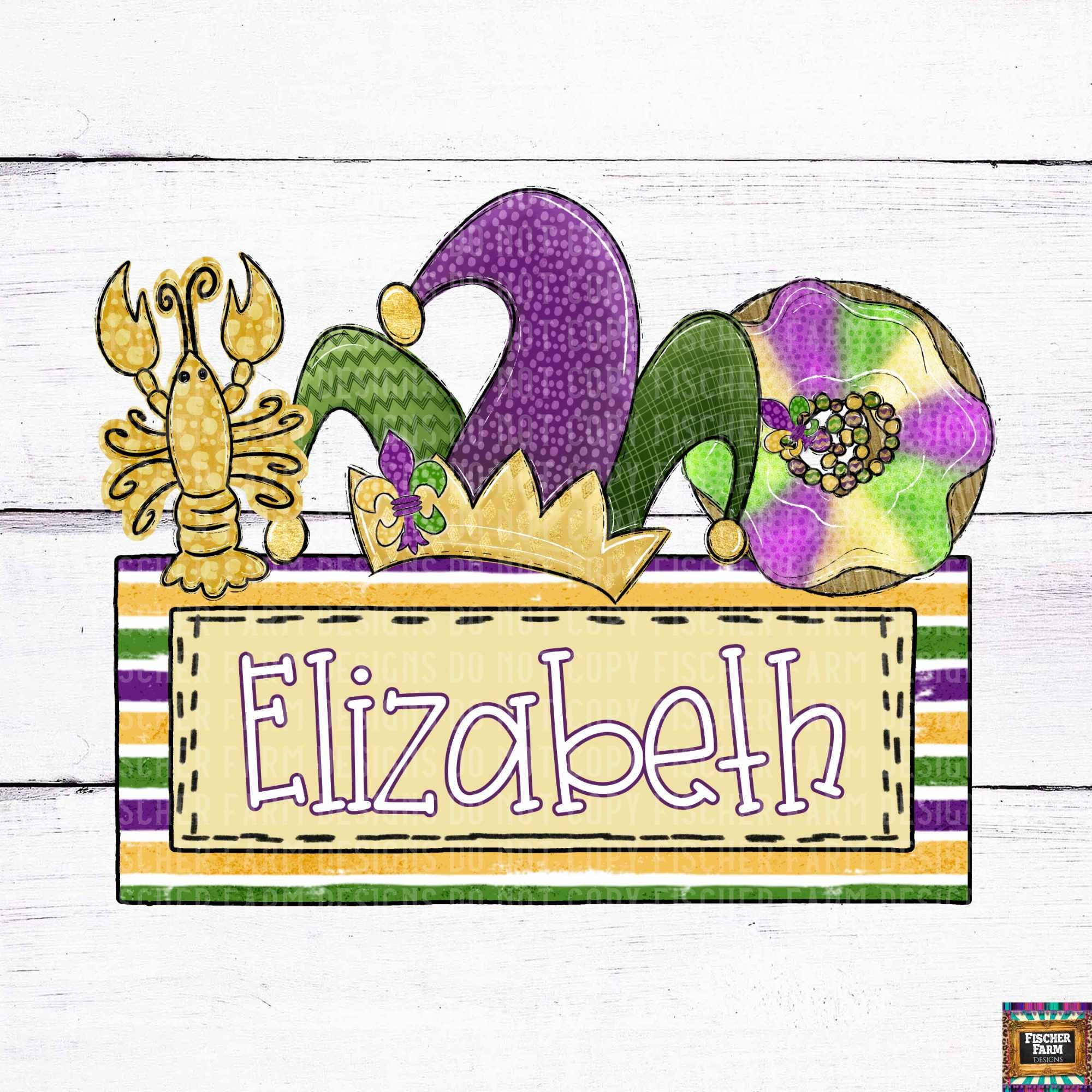 Mardi Gras Trio Nameplate, Boy or Girl Design, Mardi Gras Jester Hat ...